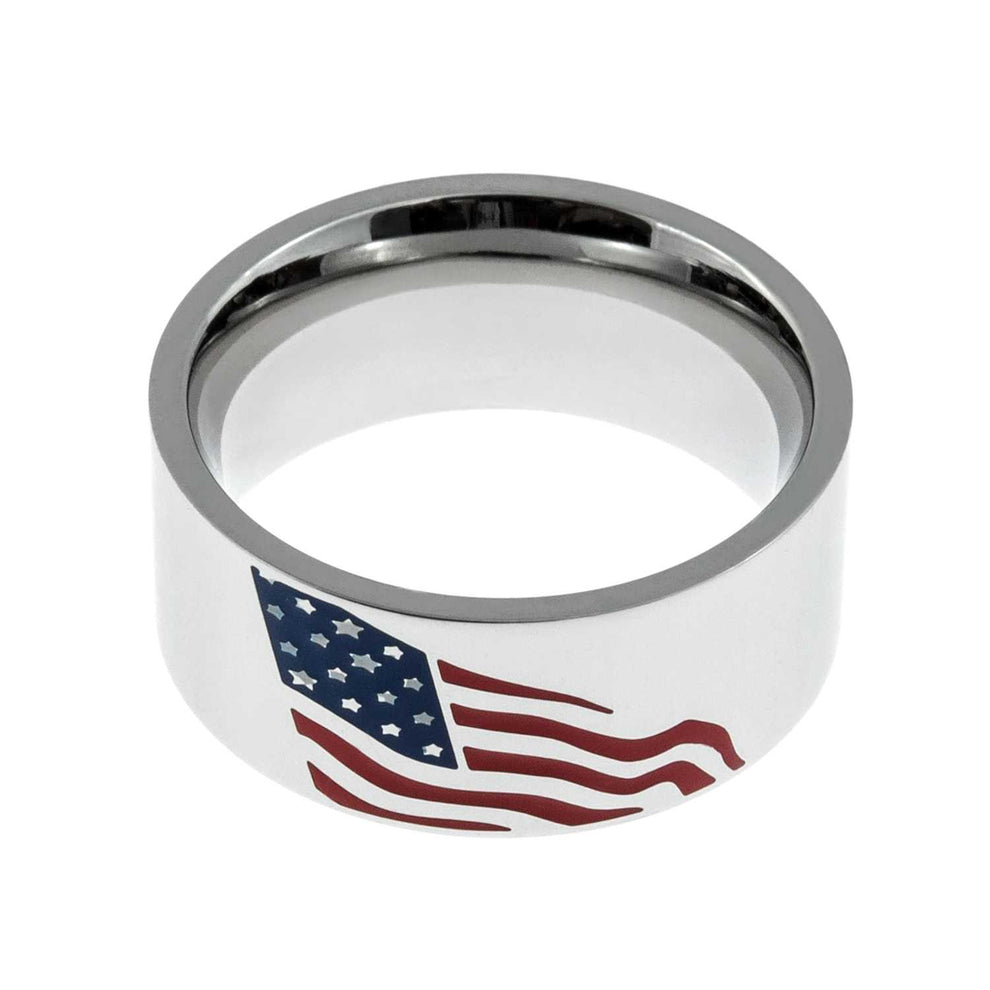 Patriotic American Flag Ring | Unisex Stainless Steel Enamel Band | USA ...